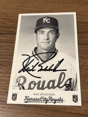 SIGNED BASEBALL POSTCARD AUTO KANSAS CITY ROYALS MLB MIKE BODDICKER ...