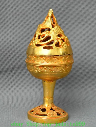 Old Dynasty Copper Gilt Dragon Loong Beast Boshan Incense Burner Censer ...