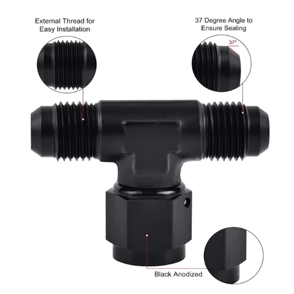 3-Way Tee T-Piece Swivel Fitting Adapter 4AN 6AN 8AN 10AN 12AN Male to ...
