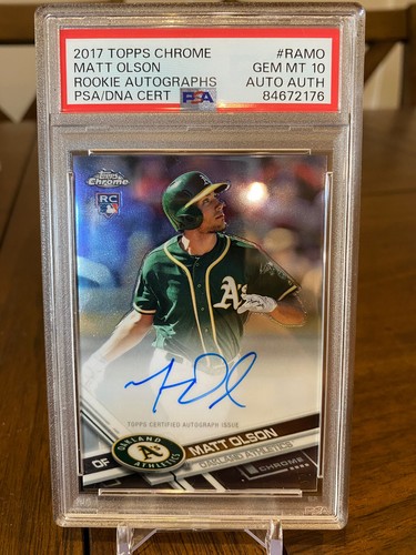 2017 Topps Chrome Matt Olson RC Rookie Autograph PSA Gem Mint 10 Braves ...