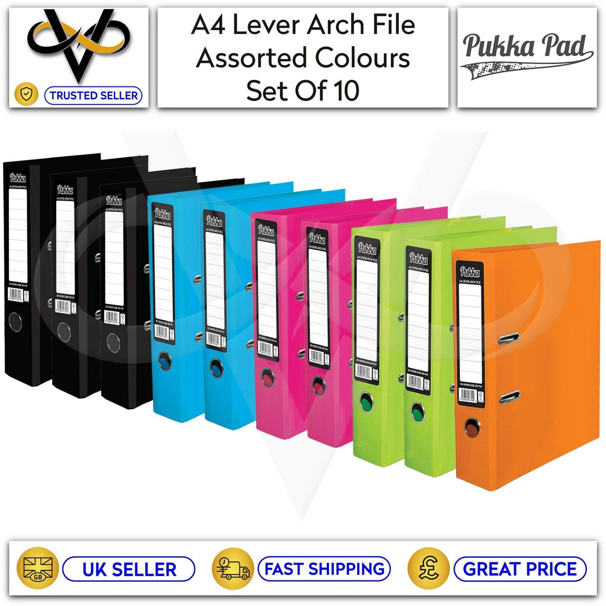 Letter Hanging File Folders Pukka Lever Arch Files - Set Of 10 Black A4 ...