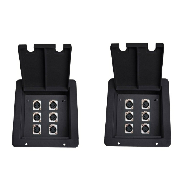 2 Elite Core Recessed Audio Stage Floor Box w/ 6 Female 3pin XLR Mic ...