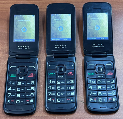 LOT OF 3 SPRINT ALCATEL RETRO 2017B FLIP PHONES W/BATTERIES *CHECK IMEI ...