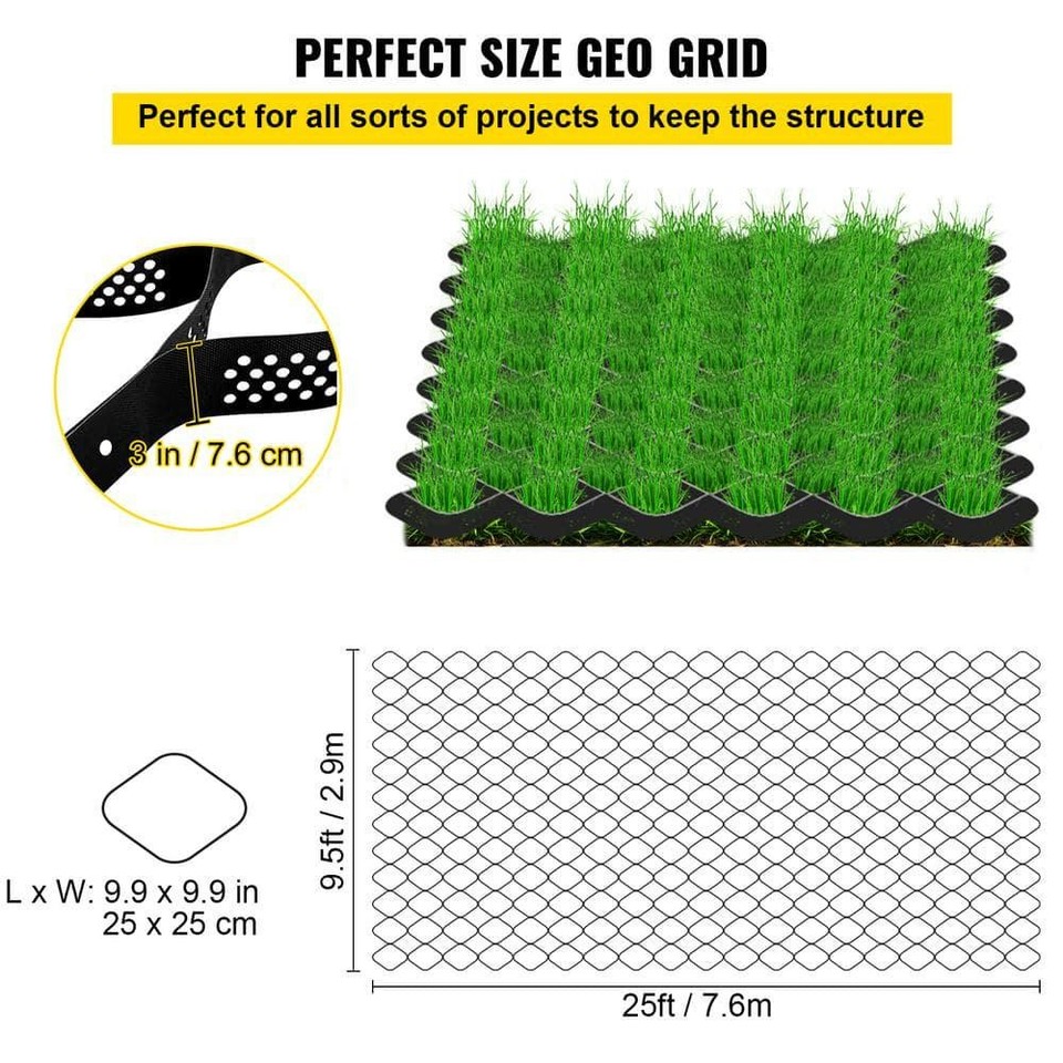 Geocell Ground Grid 25 Ft. X 9.5 Ft. X 3 In. Geo Grid Driveway 108 Sq ...