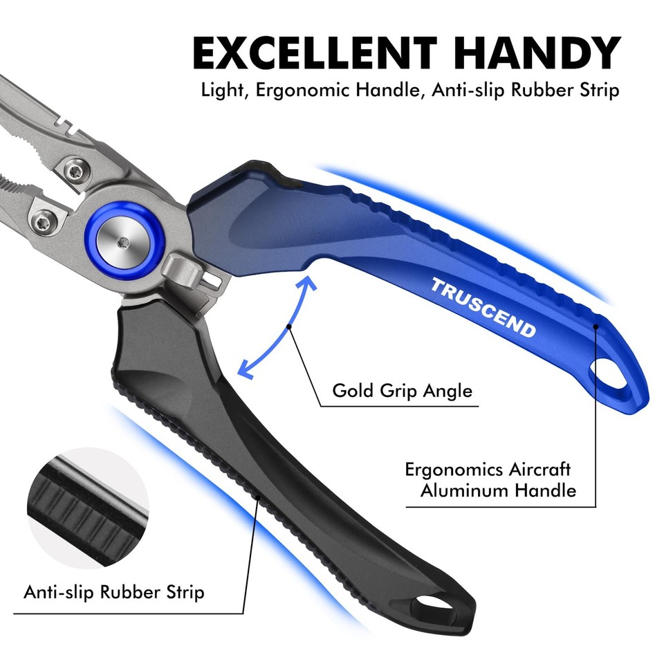 TRUSCEND Lockable Handy Fishing Pliers with Innovative Plier Kit, Blue ...