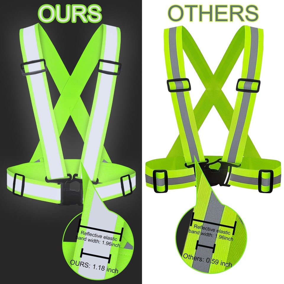 Reflective Vests - Safety High Visibility Straps, Adjustable & Elastic ...