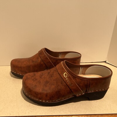 Gevavi Dallas Clogs Mules Brown Leather 40 EUR US Womens 9.5 US Mens 7 ...
