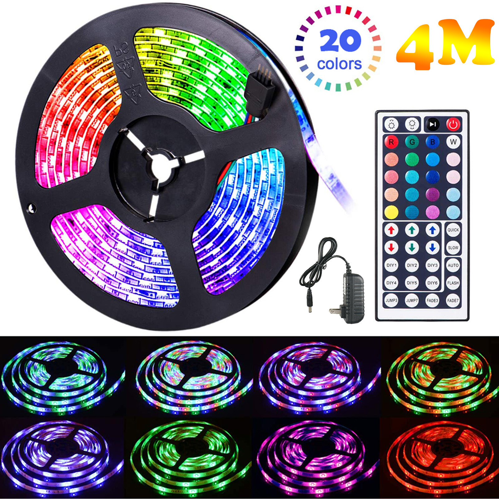65ft LED Strip Lights Remote Control Bedroom Waterproof for Indoor ...