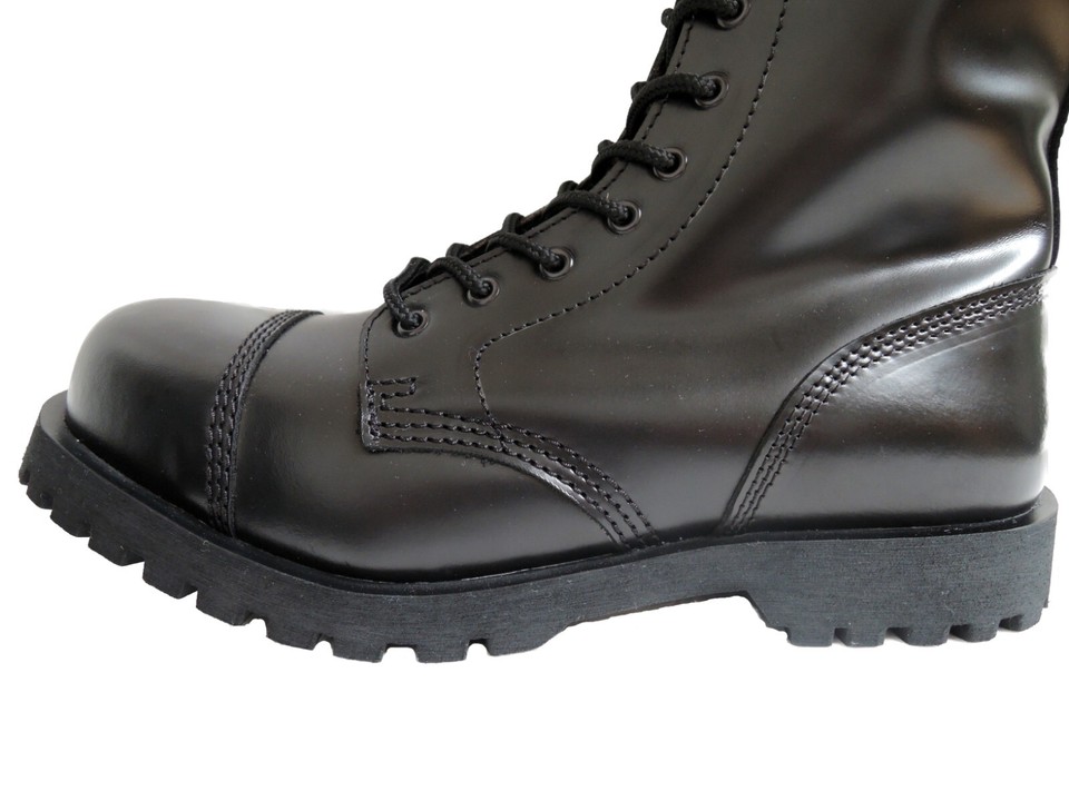 Boots & Braces Black Steel Toe Rangers 8 10 14 20 Hole Punk Skinhead ...