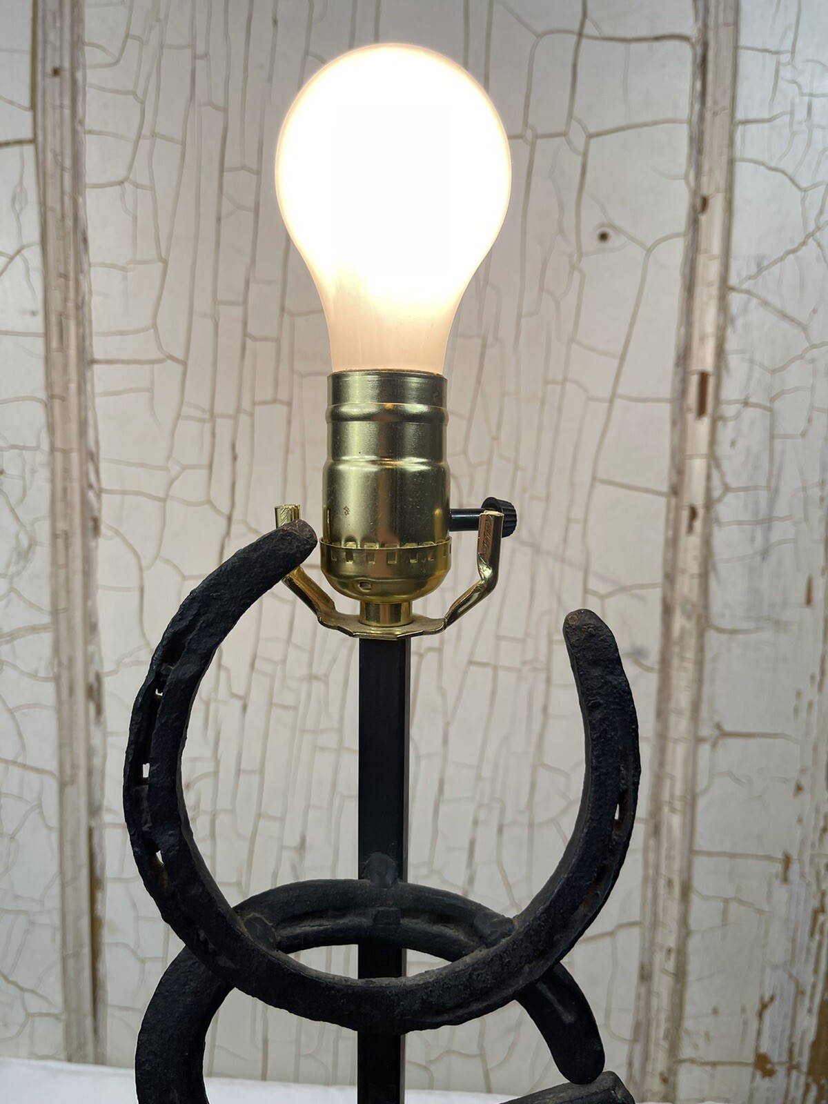 Vintage Horse Shoe Lamp Western Hand Forged Rustic Horse Shoes Cowboy ...