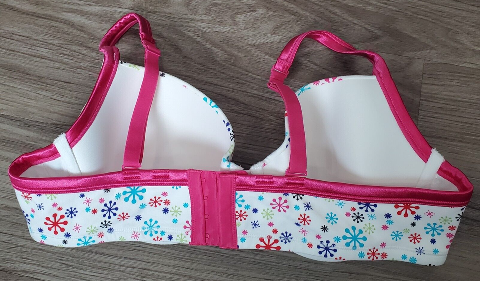Cacique Bra Size 40C Smooth Lightly Lined Full Coverage Bra White Pink ...