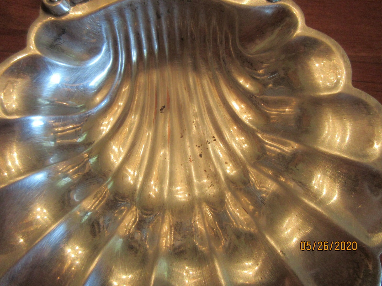 OLDE ENGLISH REPRODUCTION E.P. COPPER CLAM SHELL DESIGN CANDY DISH OR ...
