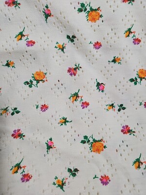 Vintage Knit Floral Fabric Background is Cream Color Vented Fabric 42 ...