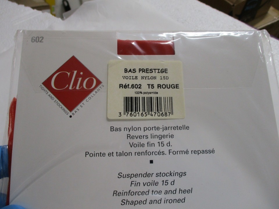 1PR VINTAGE CLIO FRENC RHT SHEER SHINY FLAT KNIT NYLON STOCKINGS 11 ...