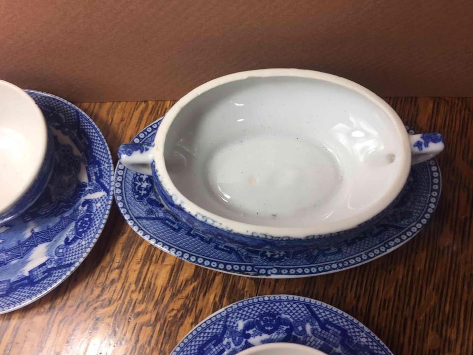Vintage Blue Willow Childs Toy Porcelain Tea Set Dishes Made in Japan ...