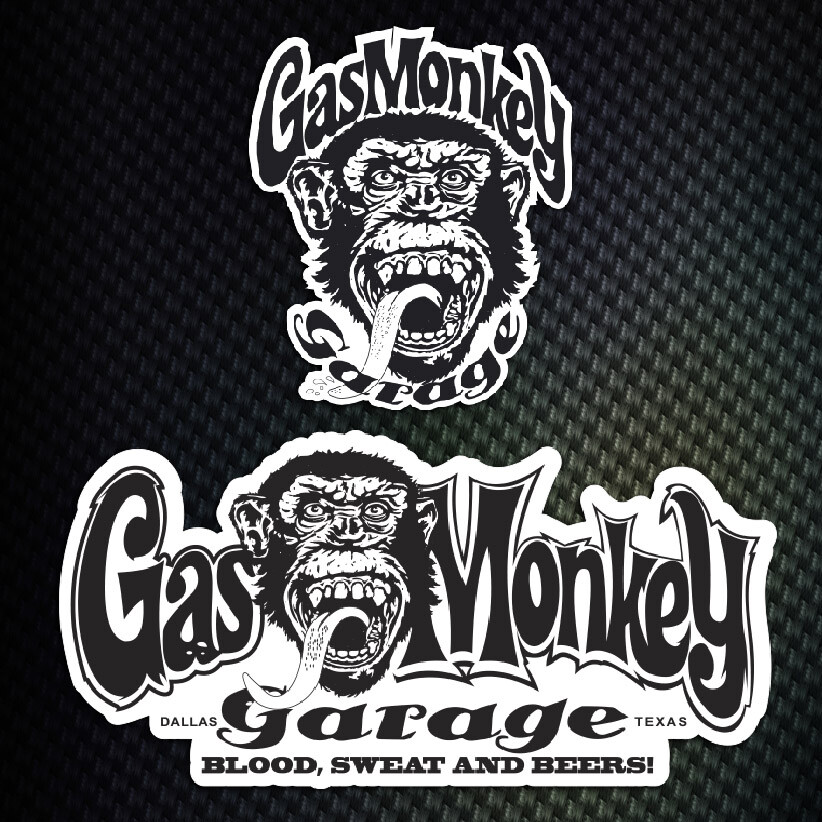 lot 2 stickers autocollant Gas Monkey Garage decal Gaz Monkey sponsor ...
