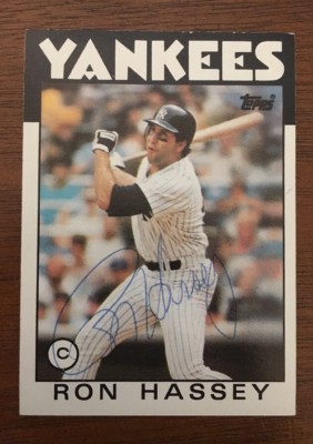 RON HASSEY 1986 TOPPS AUTOGRAPHED SIGNED AUTO BASEBALL CARD YANKEES 157 ...
