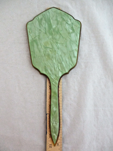 Vintage DuPont Pyralin Celluloid Bevelled Hand Mirror Pearlized Green ...