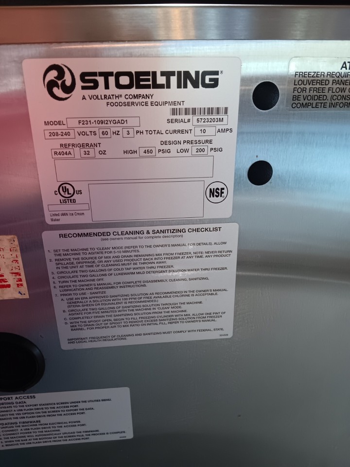 STOELTING F231 SOFT SERVE ICE CREAM and YOGURT MACHINE WATER COOLED | eBay