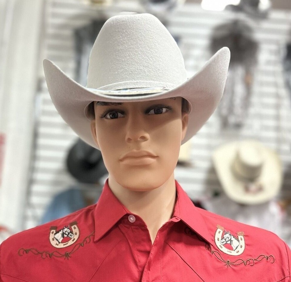 Men Grey 100X Felt Western Cowboy Hat / Tejana Vaquera para Caballero ...