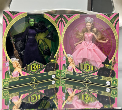 RARE Wicked Deluxe Elphaba and Glinda Mattel Dolls Misprinted Edition ...