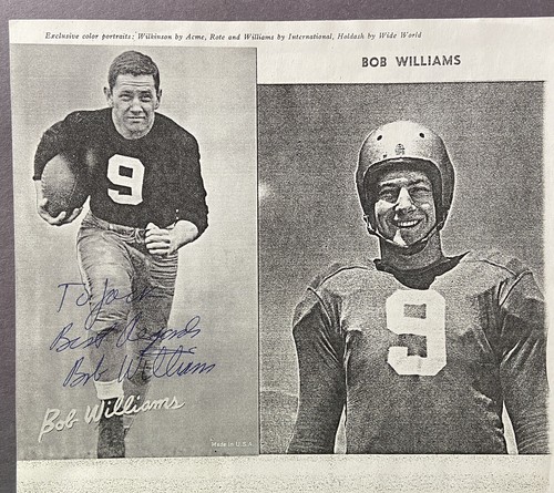 Bob Williams Autograph signed black/white photo Football Notre Dame #9 ...