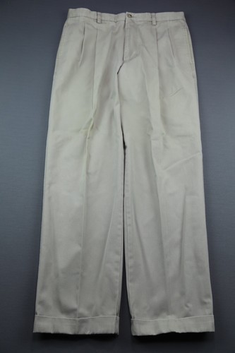 Men's Banana Republic Khaki Pants Pleated Beige Size 35R (34x30) Zipper ...