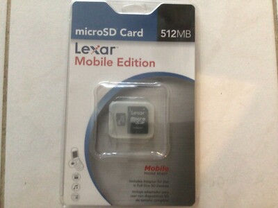 ~ Lexar mobile edition 512MB microSD CARDand adapter BRAND NEW OLD ...