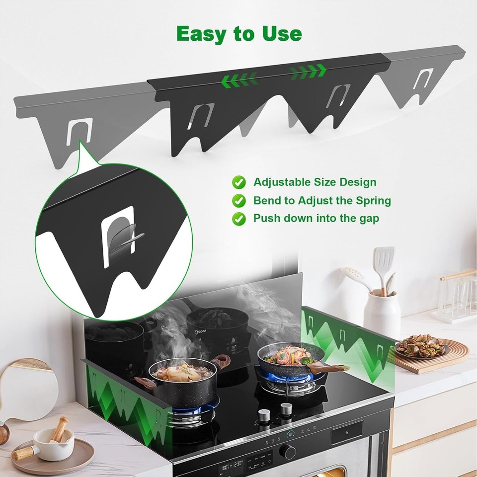 2pcs Stainless Steel Stove Gap Covers Adjustable Stove Counter Guard ...