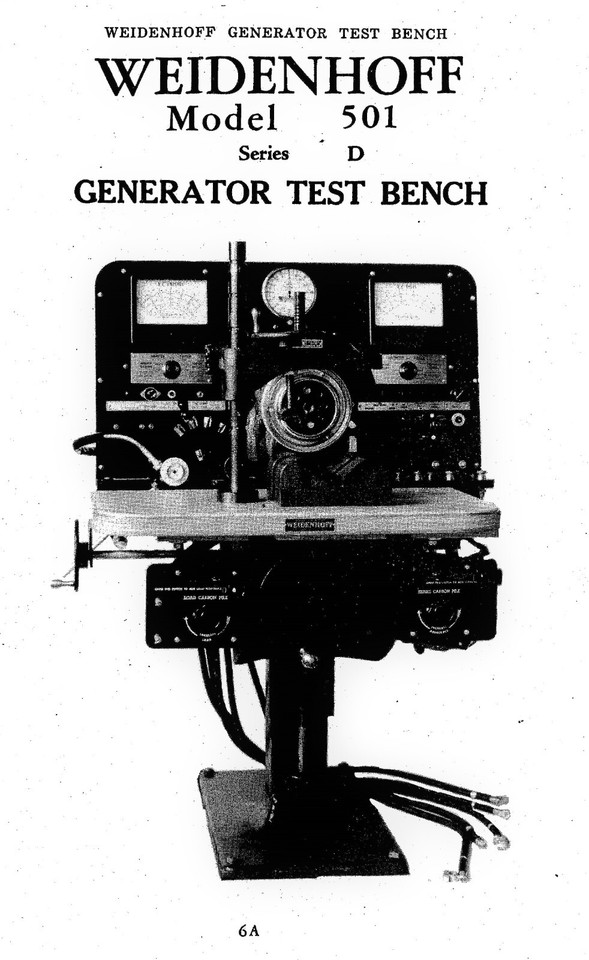 Joseph Weidenhoff 500 501 501D Generator Test Bench Operator's / Parts ...