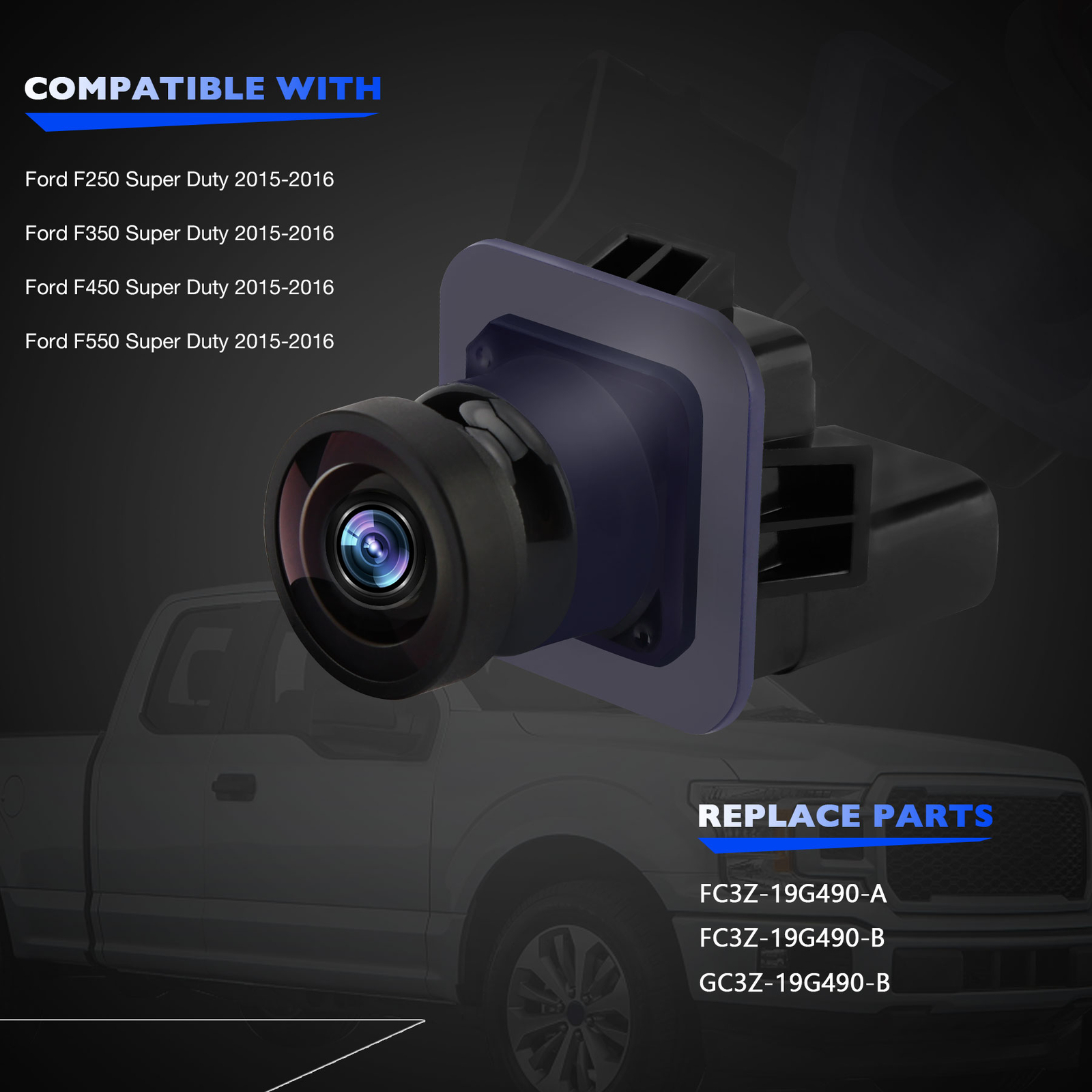 FC3Z-19G490-B Rear Backup Camera for 2015-16 Ford F250 F350 F450 F550 ...