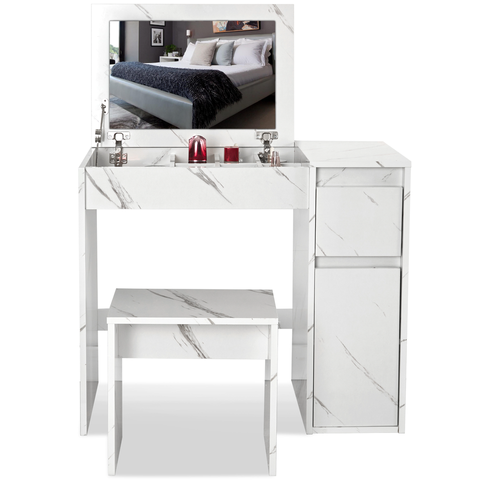 Dressing Table with drawers Mirror Stool Set Bedroom Makeup Desk Vanity ...