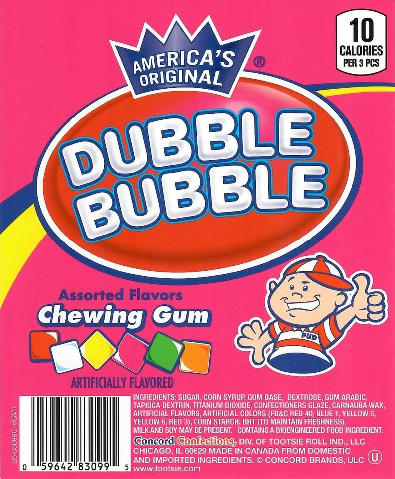 Dubble Bubble 'ASSORTED FRUIT' Chicles Bubble Gum - Chiclets Chewing ...