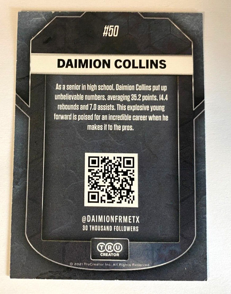 DAIMION COLLINS 2021 TRUCREATOR SERIES 2 CARD 50 LSU TIGERS | eBay