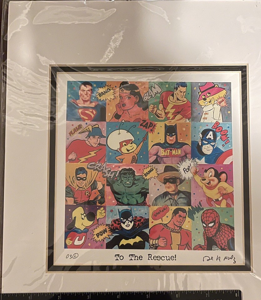 Vintage Nelson De La Nuez ‘To The Rescue’ Cartoon Super Hero Art Work ...