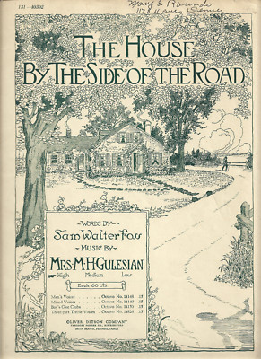 House by the Side of the Road by Foss Gulesian Vintage Sheet Music 1927 ...