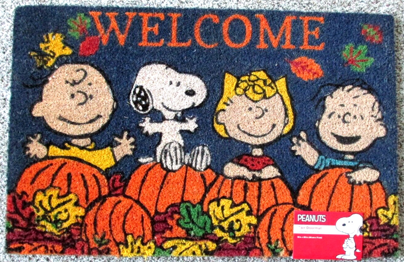 Snoopy Halloween Peanuts Rug Halloween Fall Welcome 18X28 Mat Orange ...