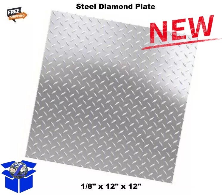 1/8" Diamond Plate 12" x 12" Square Sheet Hot Rolled Steel Tread ...