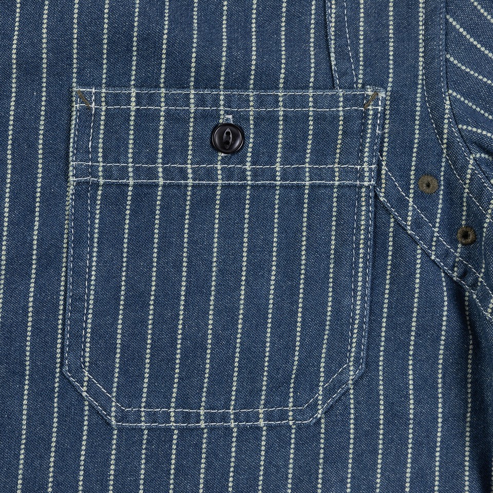 NON STOCK Vintage Stripe Men's Work Denim Railroad Long Sleeve Wabash ...
