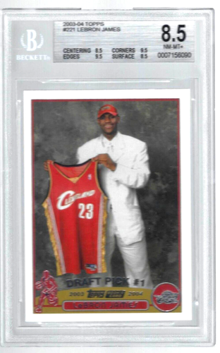 2003-04 Topps LeBron James NBA Draft Rookie Card Cavaliers NM-M+ with 3 ...