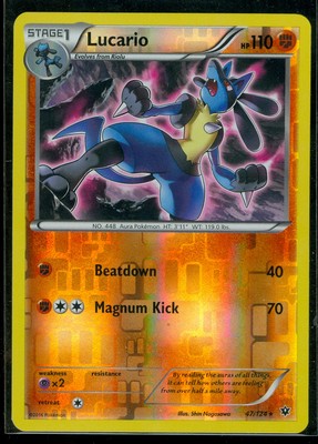Pokemon LUCARIO 47/124 - XY Fates Collide - RARE Rev Holo - MINT | eBay