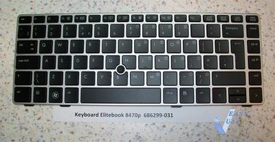 HP Tastatur keyboard english UK Layout f. Elitebook 8470p part nr ...