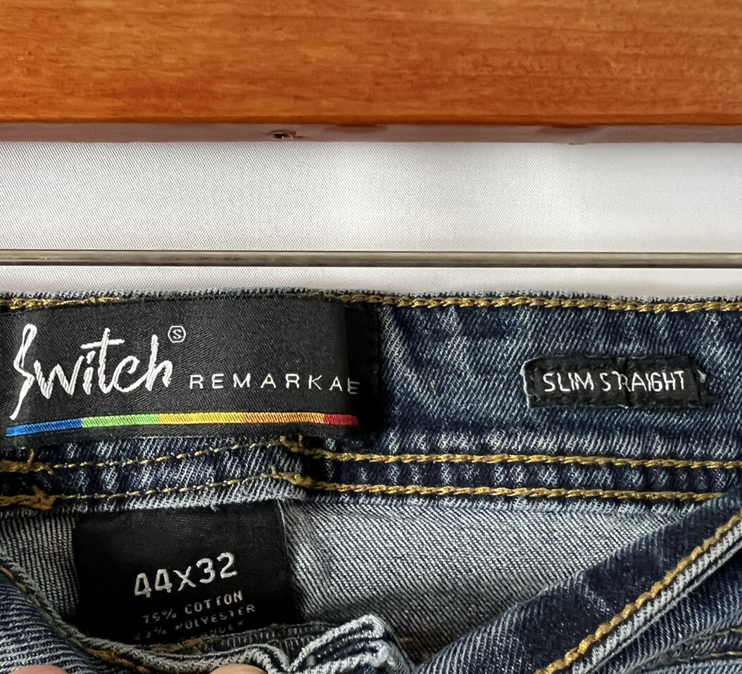 Mens Switch Remarkable Jeans Slim Straight Size 44x32 - Gem