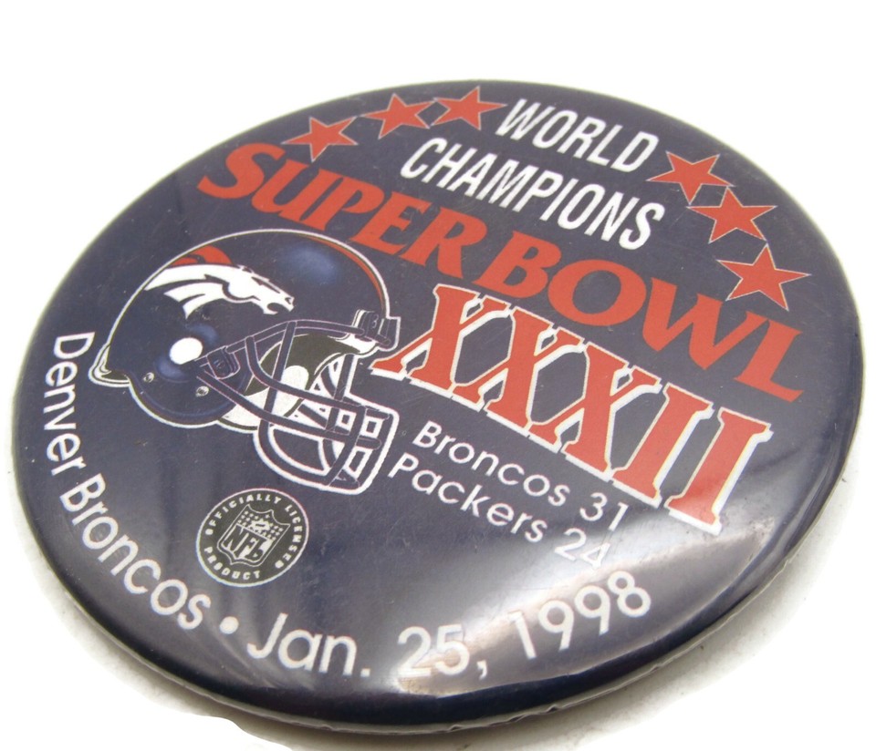 Denver Broncos NFL Football Super Bowl XXXII 32 Pin Button Vintage 1998 ...