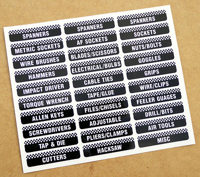 TOOLBOX TOOL CHEST Drawer LABEL stickers decals Identify your workshop ...