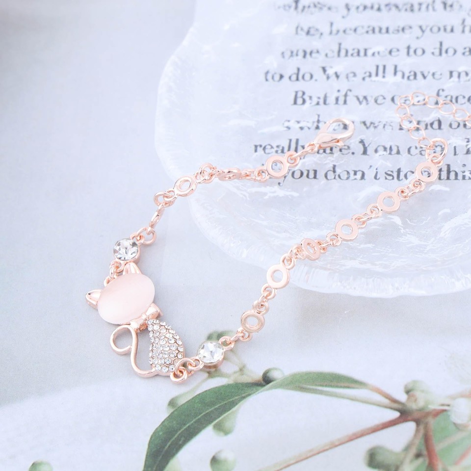 Boho Moonstone Cat Bracelet Cz Cat Bangle Bracelet Gold Crystal Cat Bracelets Op | eBay