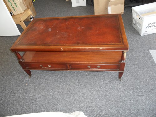 1940-1950 Antique Leather Top with Gold Leaf Embossed Coffee Table | eBay