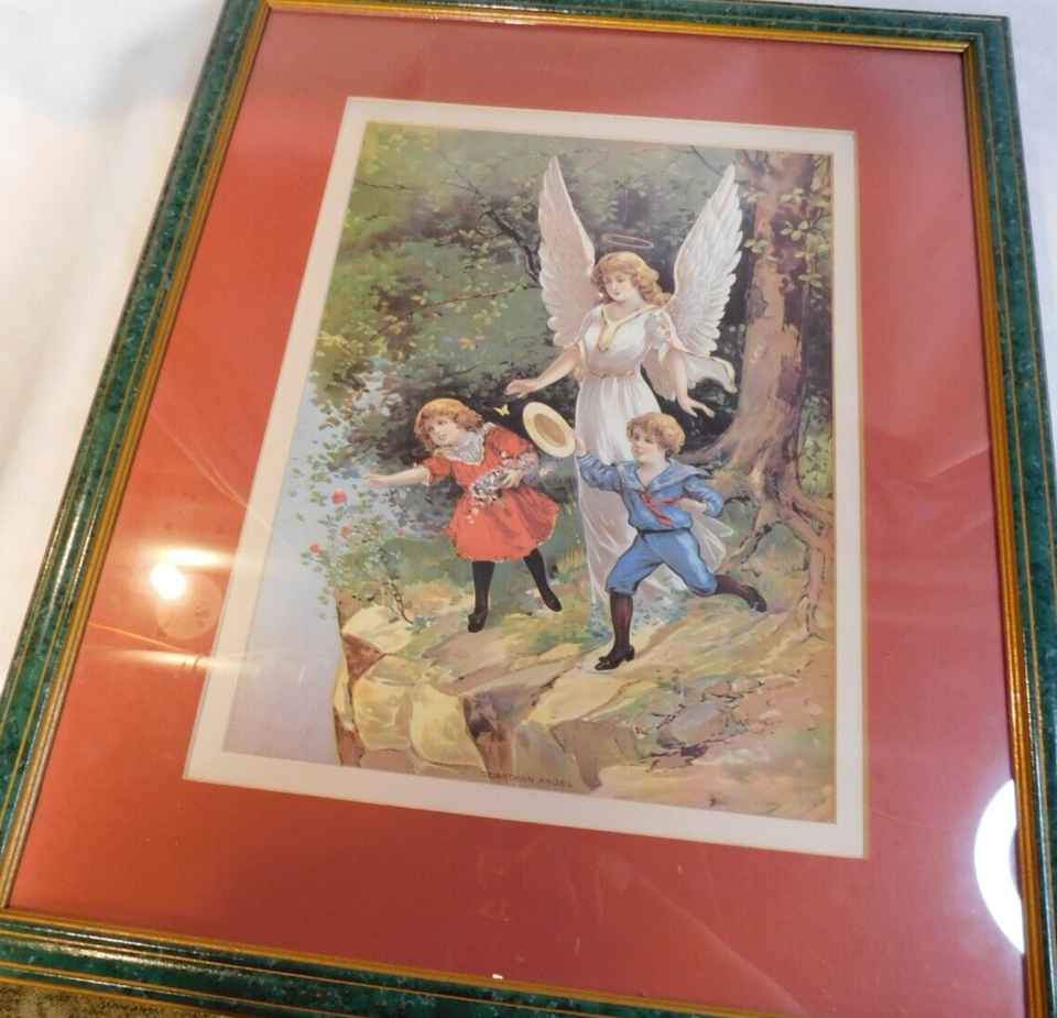 VICTORIAN GUARDIAN ANGEL LITHOGRAPH FRAMED | eBay