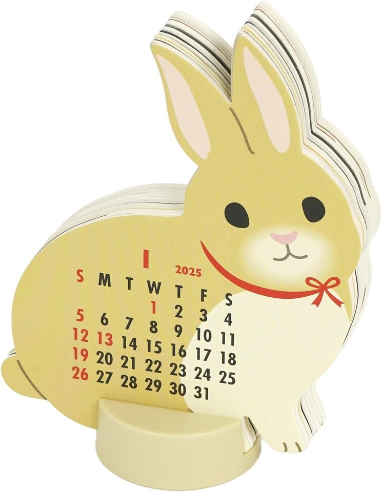 Greeting Life C-1639-ET Calendar 2025 Animal Die Cut Rabbit Form Japan ...