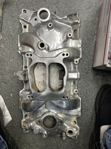 Polished SB Chevy Aluminum Intake Manifold Square Bore SBC 55-86 283 ...